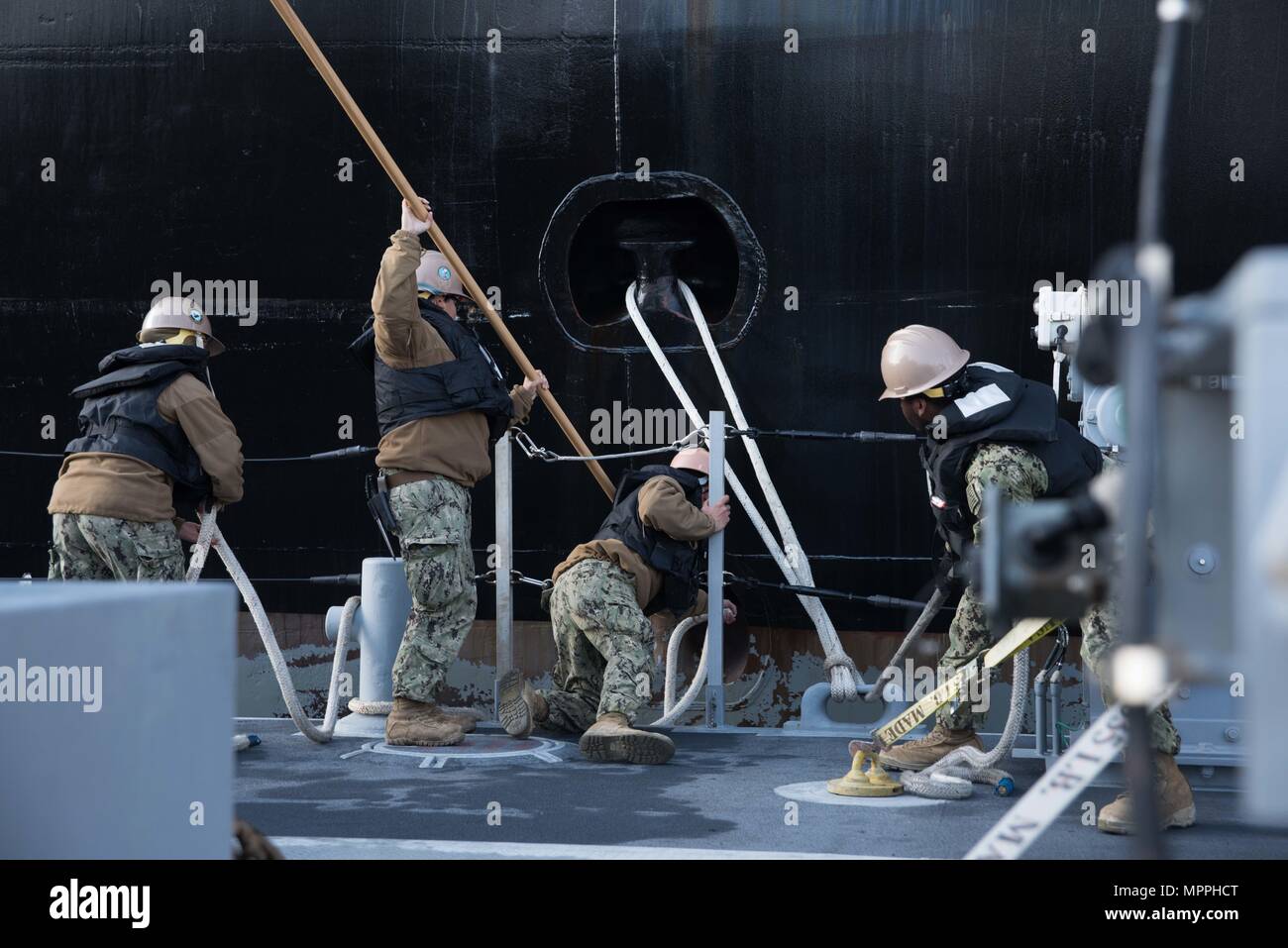 POHANG, Republic of Korea (April 7, 2017) – Sailors, attached to ...