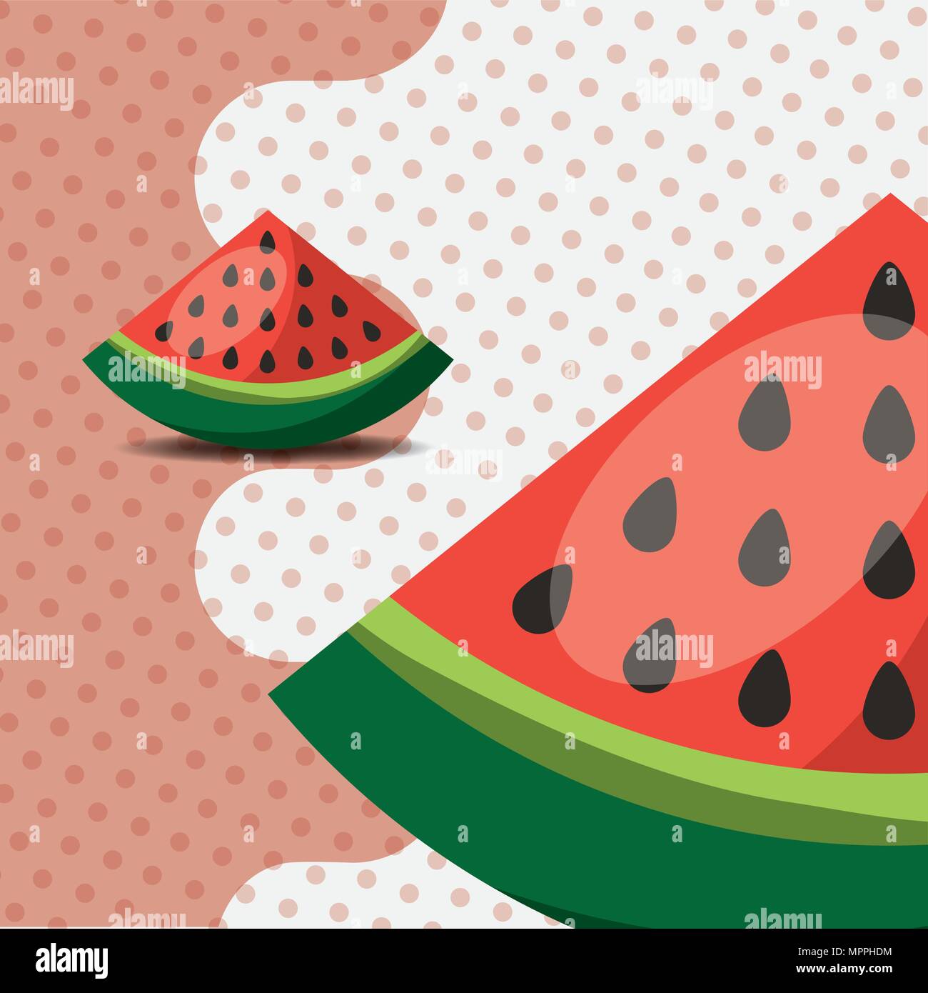 fresh fruit natural watermelon on dots background vector illustration ...