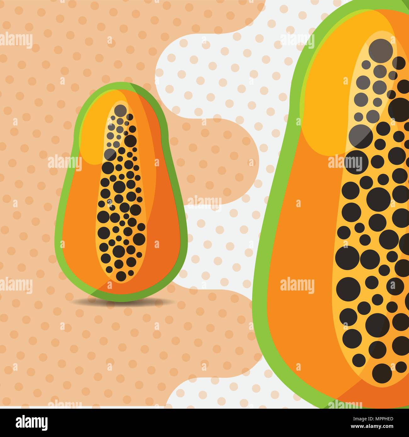 fresh fruit natural papaya on dots background vector illustration Stock ...