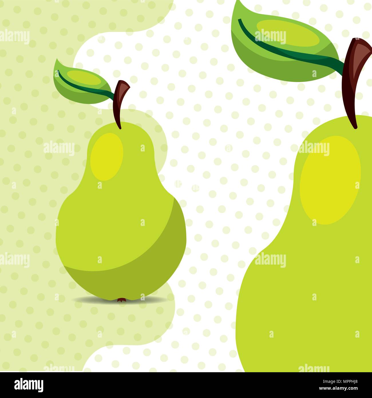 fresh fruit natural pear on dots background vector illustration Stock ...