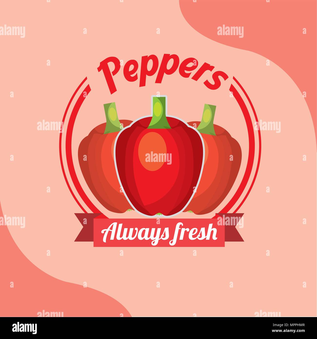 vegetable red peppers always fresh emblem vector illustration Stock ...