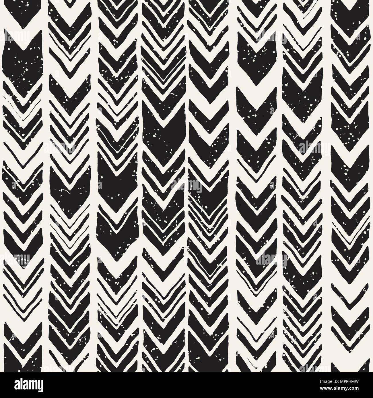 Vector seamless freehand pattern. Doodle monochrome print with hand ...