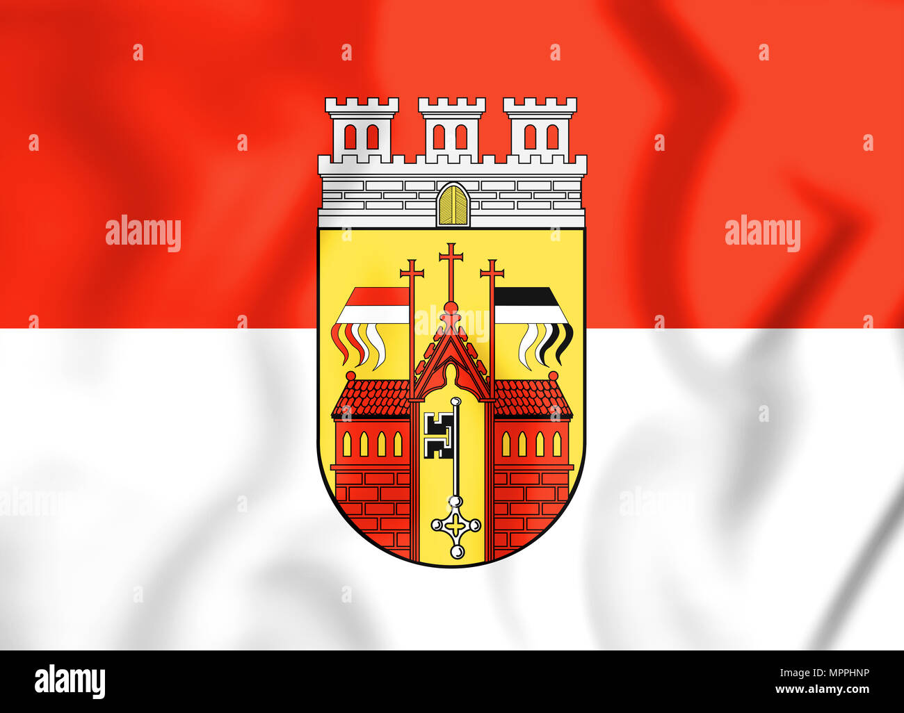 3D Flag of Herford (North Rhine-Westphalia), Germany. 3D Illustration ...