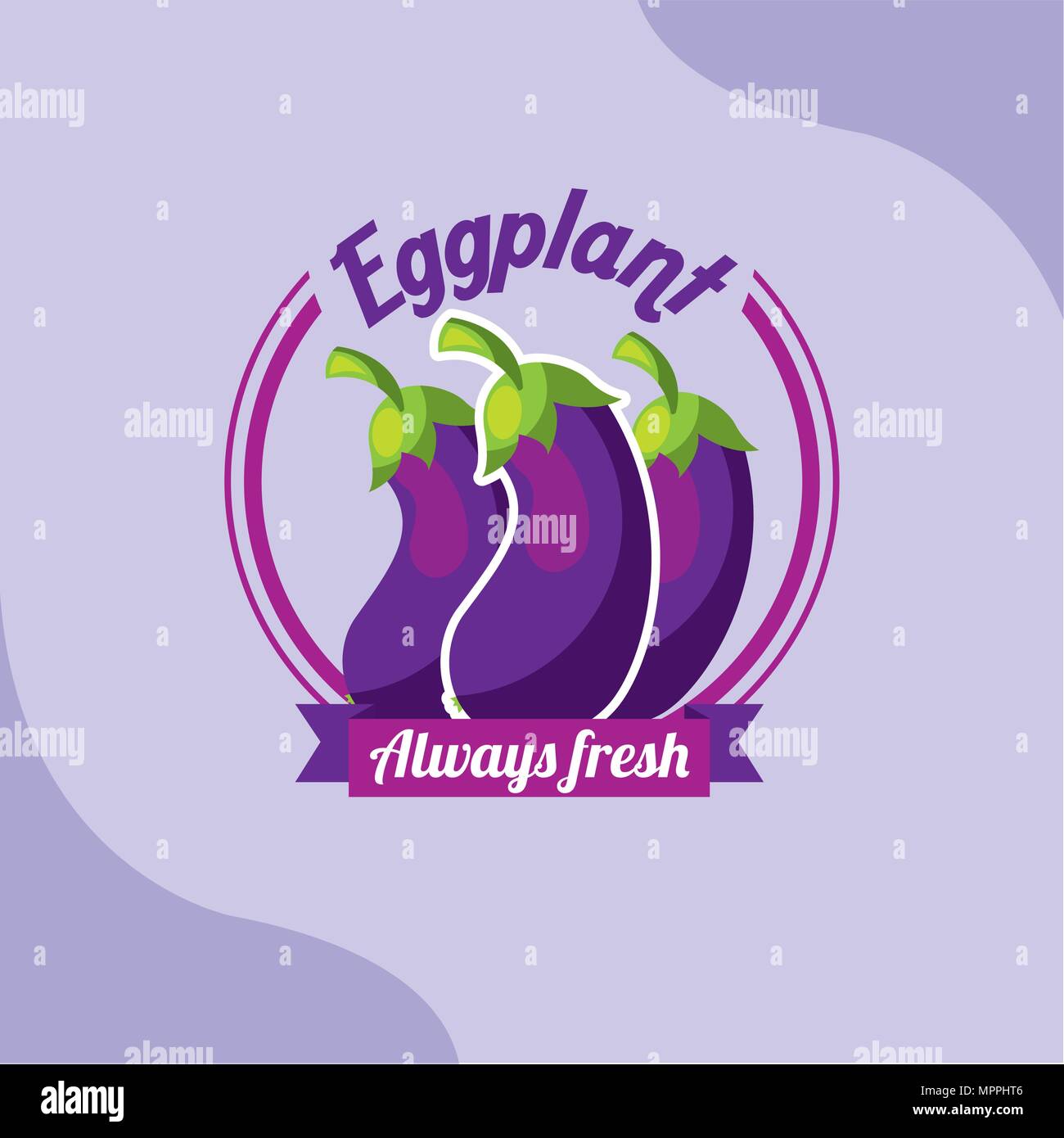 vegetable eggplant always fresh emblem vector illustration Stock Vector ...