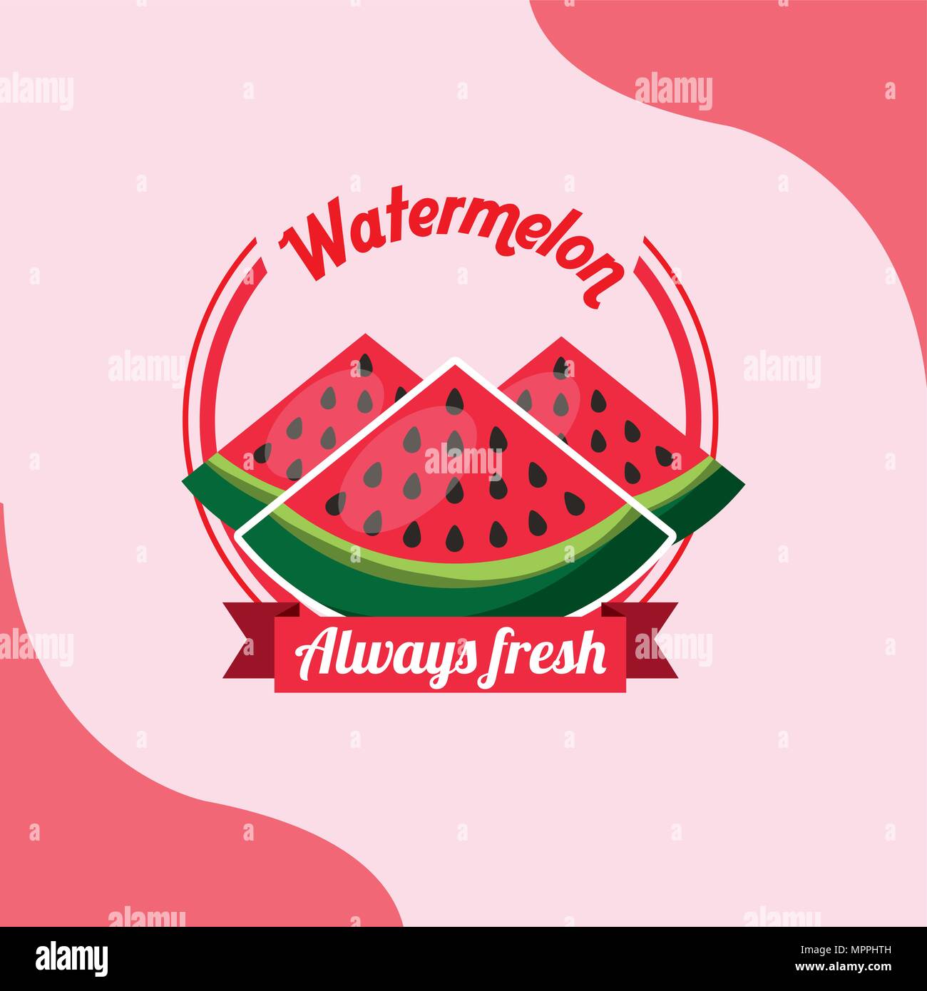 fruit watermelon always fresh emblem vector illustration Stock Vector ...