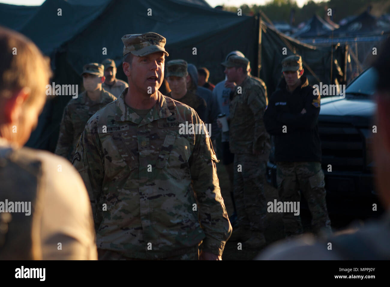 U.S. Army Ranger Chaplain Maj. Mark Winton leads the Ranger competitors ...