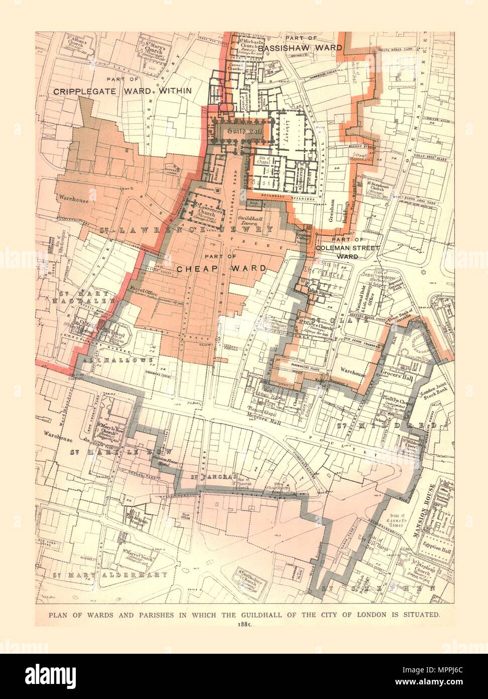 Guildhall City of London. Plan of Wards and Parishes, 1885, (1886 ...