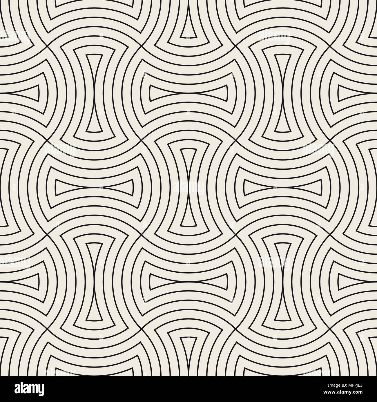 Vector seamless vintage pattern of overlapping arcs in art deco style. Modern stylish abstract ...