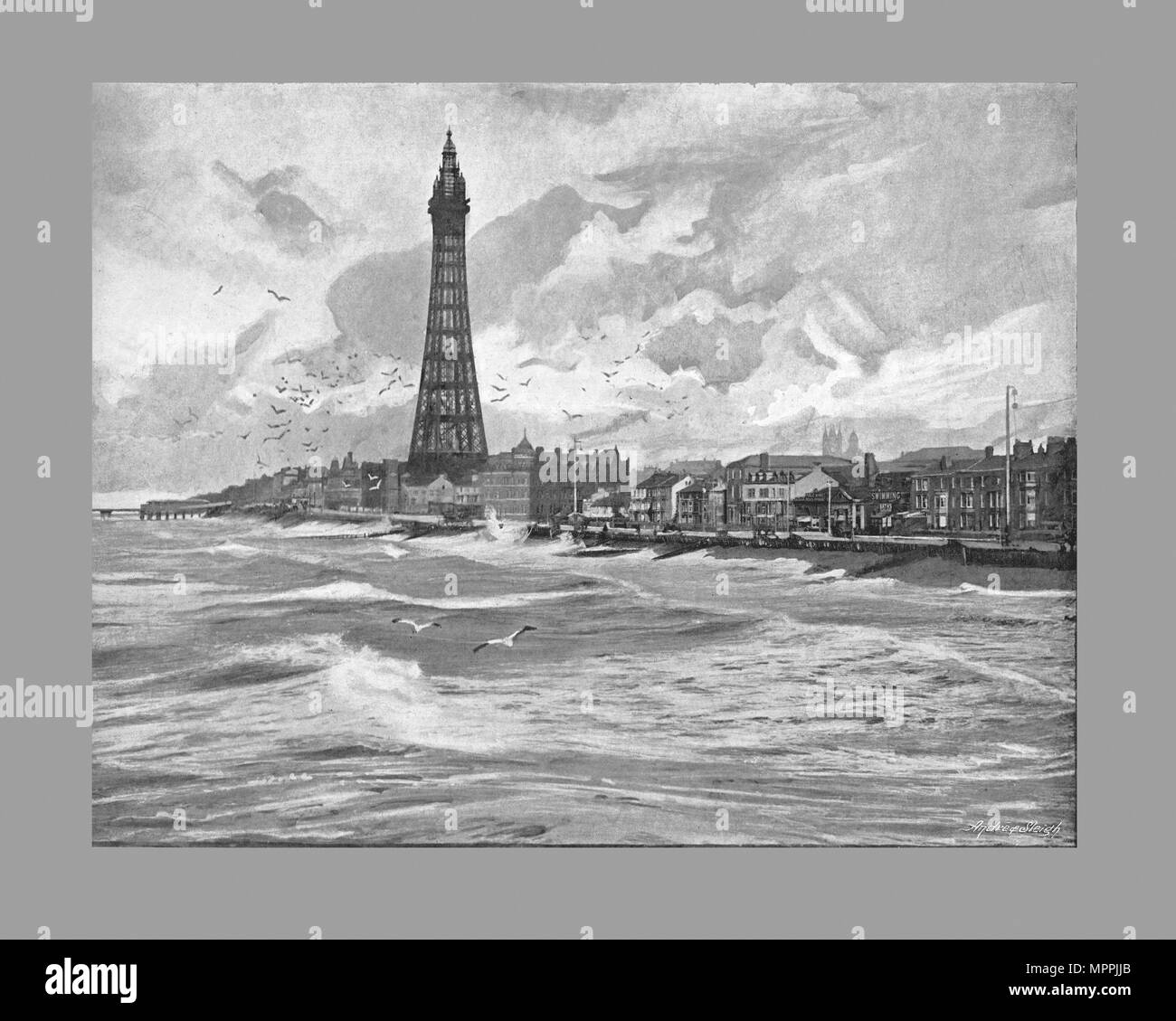 Landscape photograph of blackpool tower Black and White Stock Photos ...
