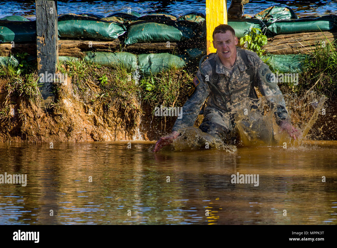 U.S. Army Ranger Sgt. Steven Hill, from U.S. Army Alaska, enters a ...