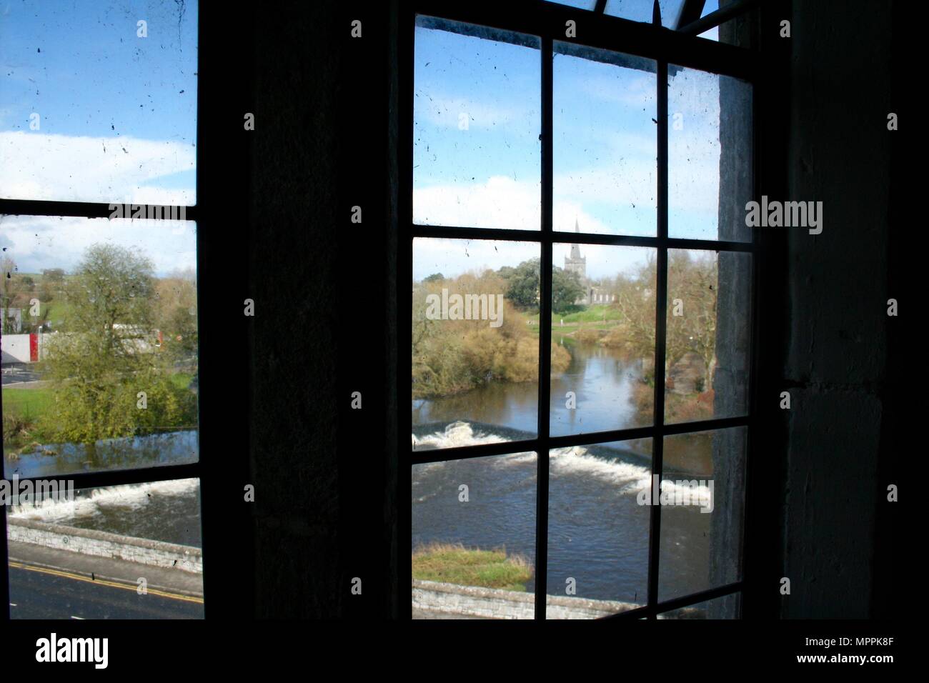View of St Paul's Church from window inside Cahir Castle, Town of Cahir ...