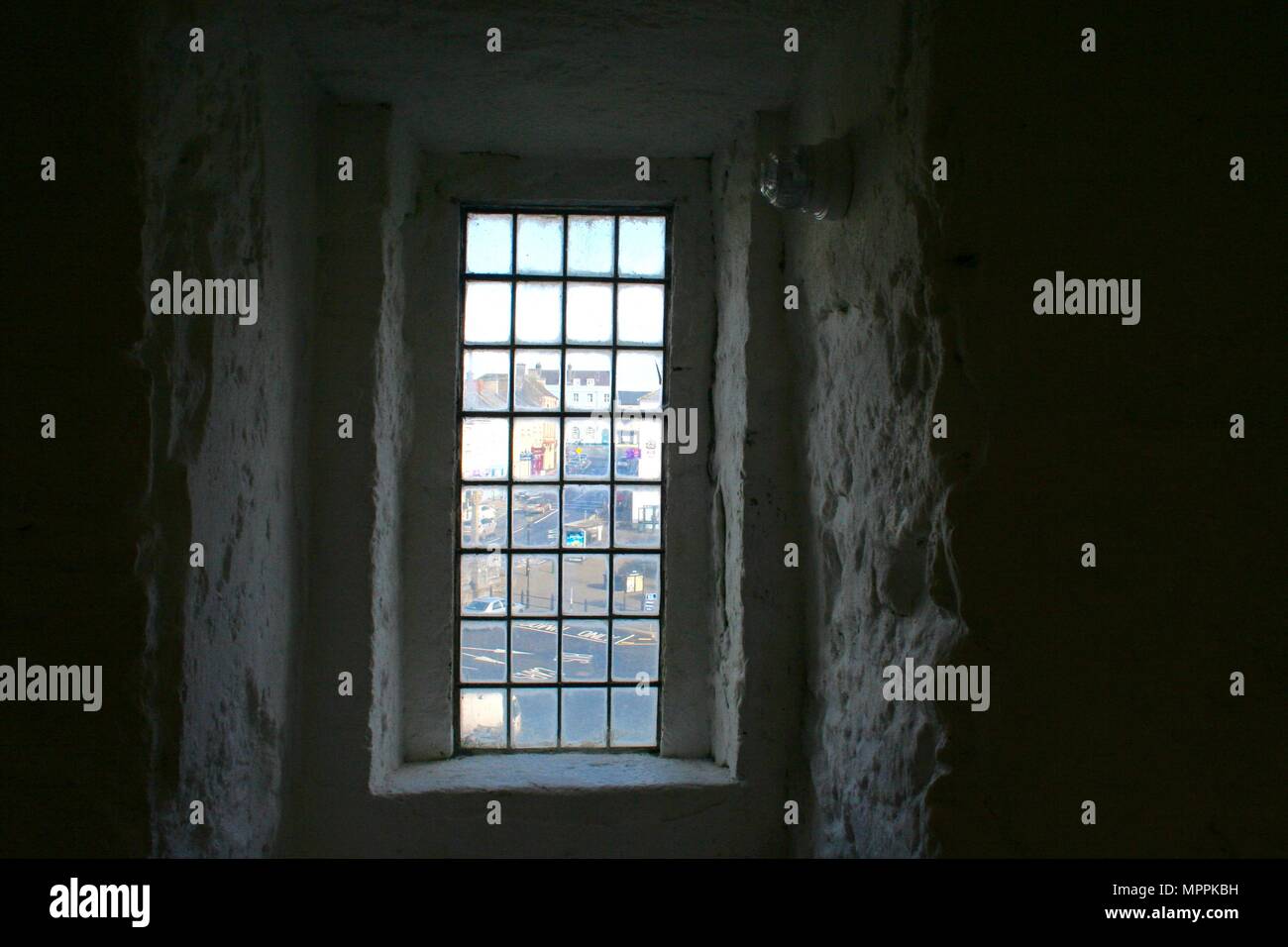 View of street from a window inside Cahir Castle, Town of Cahir, County ...