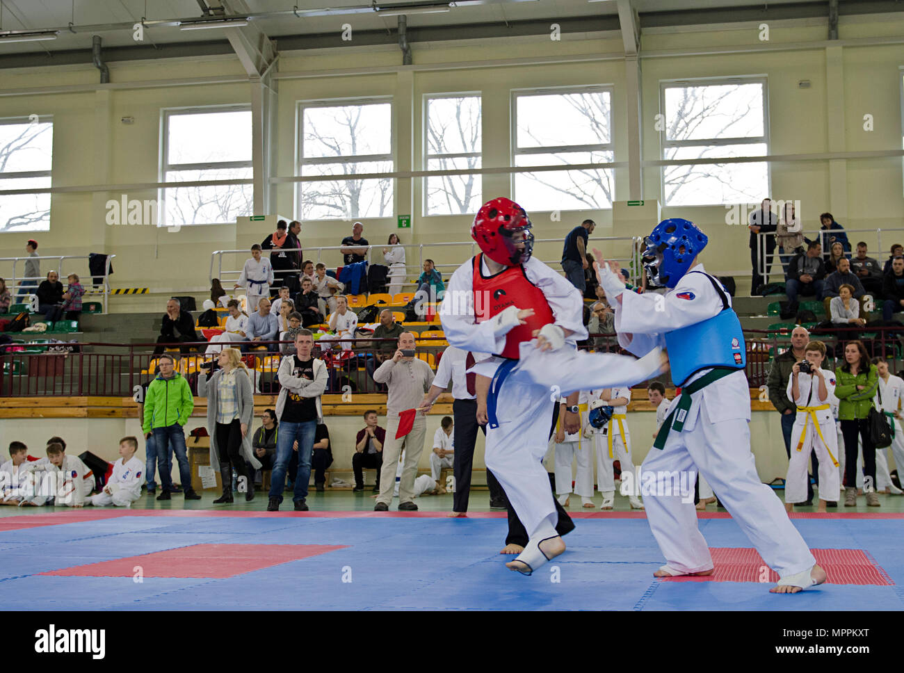 Two local Polish fighters compete during the Western Poland Open ...