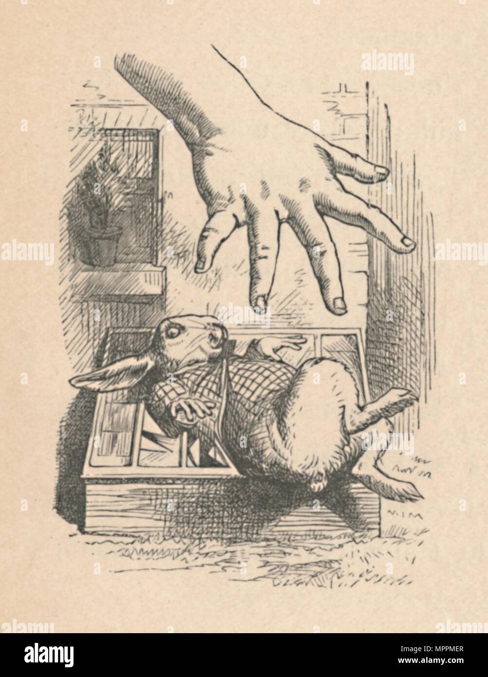 'Alice putting her hand down to the White Rabbit', 1889. Artist: John ...