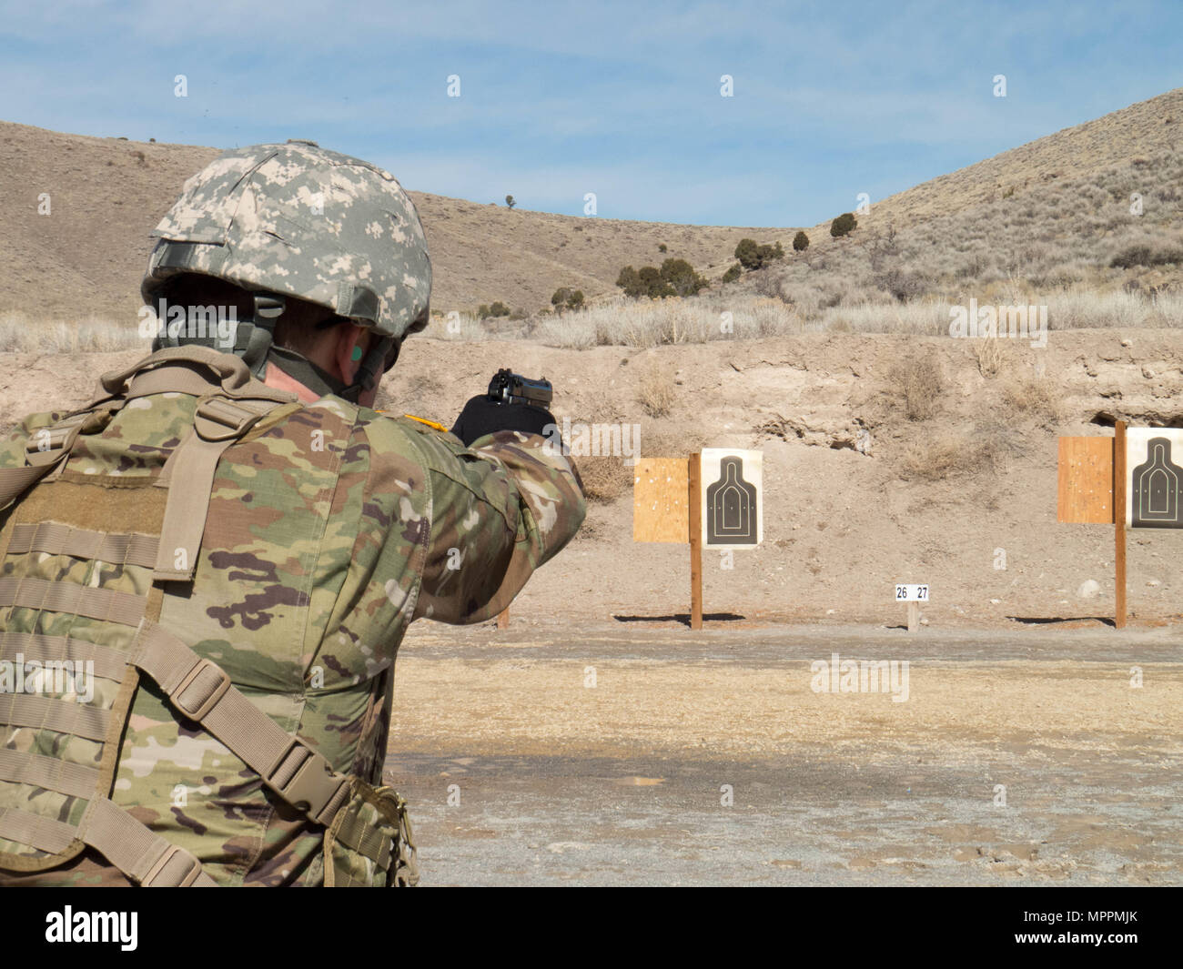 A U.S. Army Reserve Soldier with the 96th Sustainment Brigade fires an ...