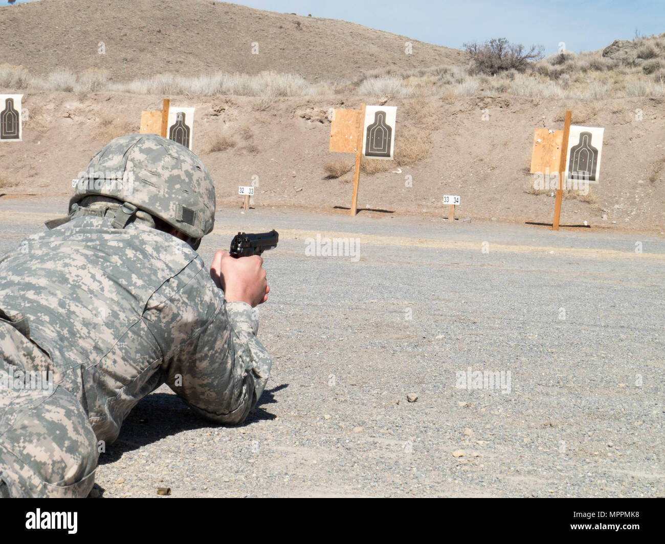 A U.S. Army Reserve Soldier with the 96th Sustainment Brigade fires an ...