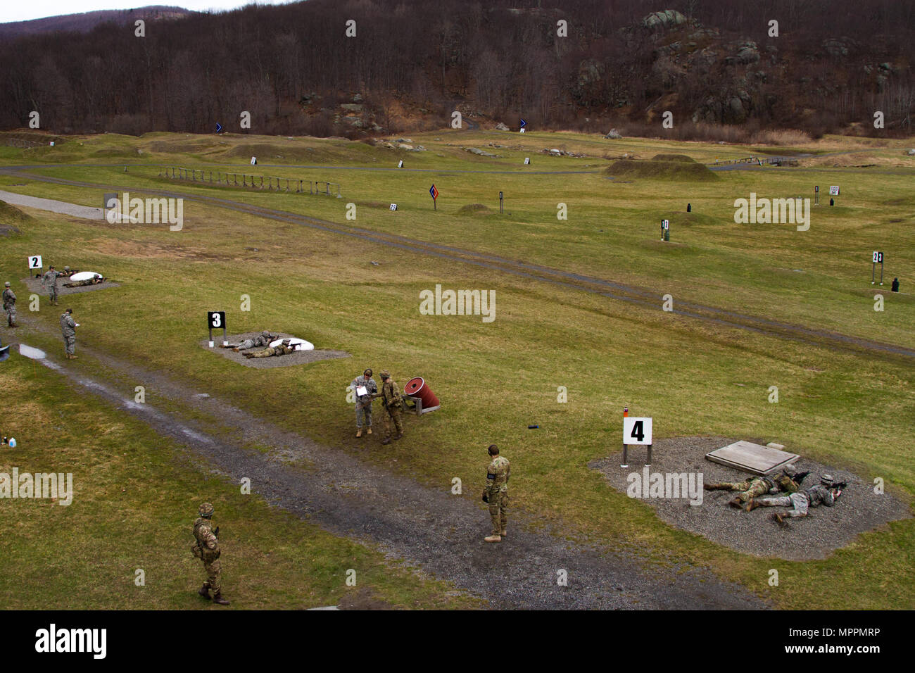 U.S. Army cadets prepare to fire on the M4 shooting range during the ...