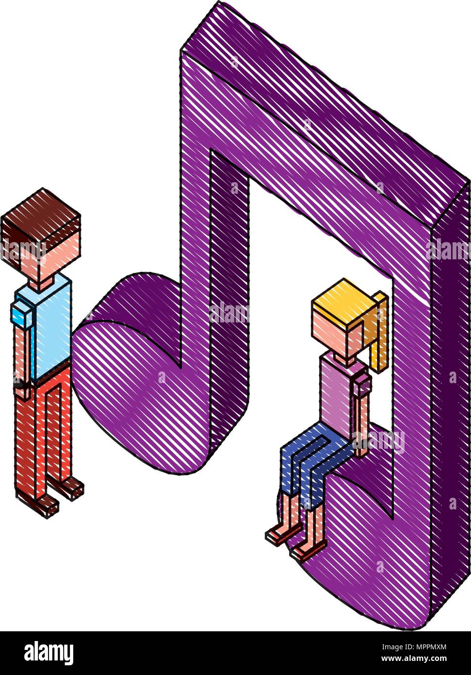 music note with children isometric icon Stock Vector Image & Art - Alamy