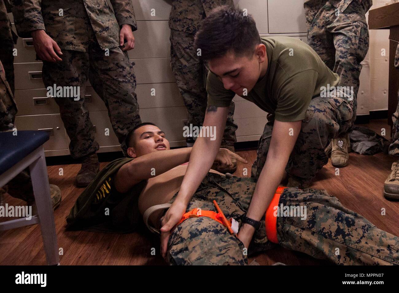 Marines with Echo Company, Battalion Landing Team, 2nd Battalion, 5th Marine Regiment, practice ...