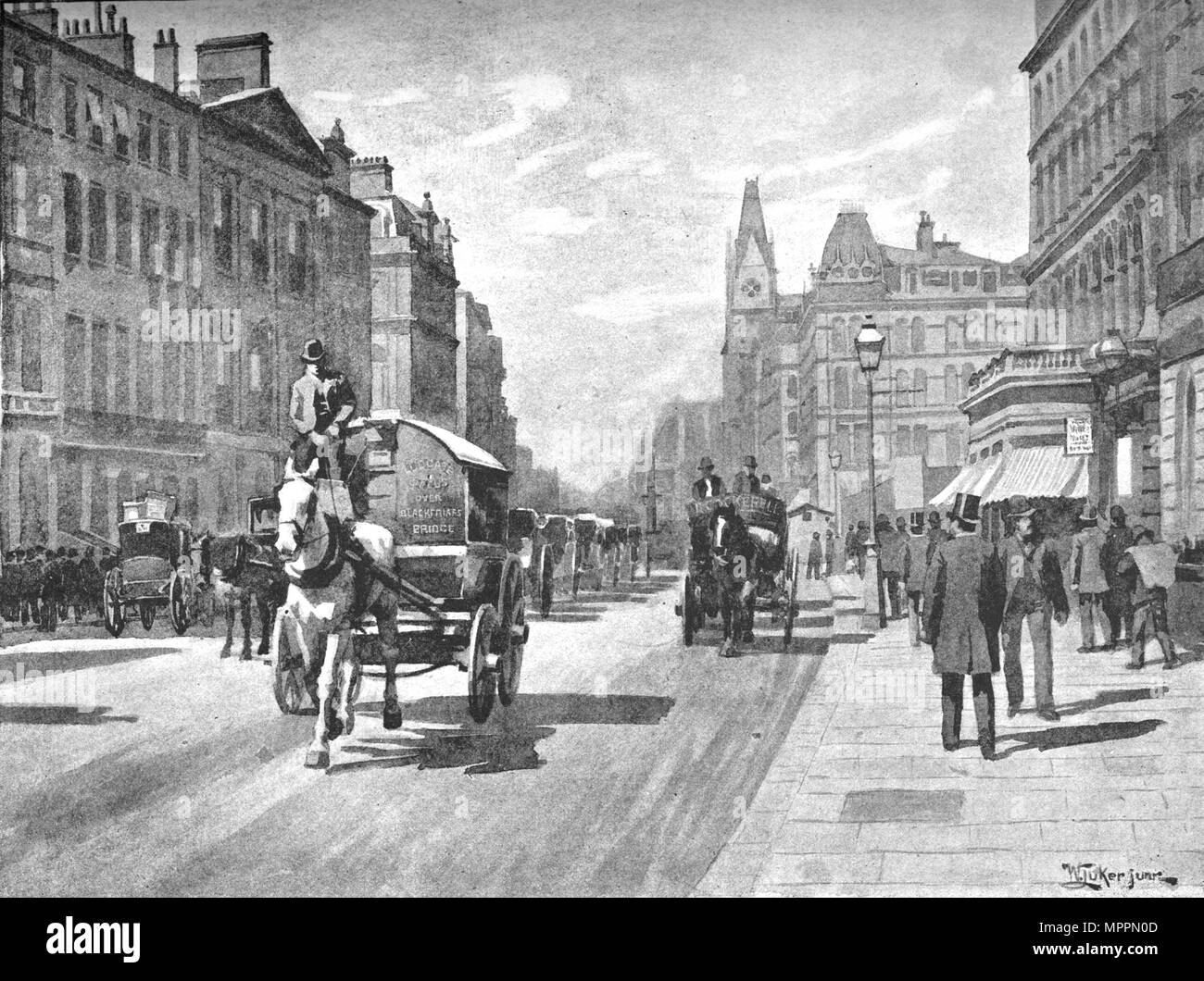 'New Bridge Street, Blackfriars', 1891. Artist: William Luker Stock ...