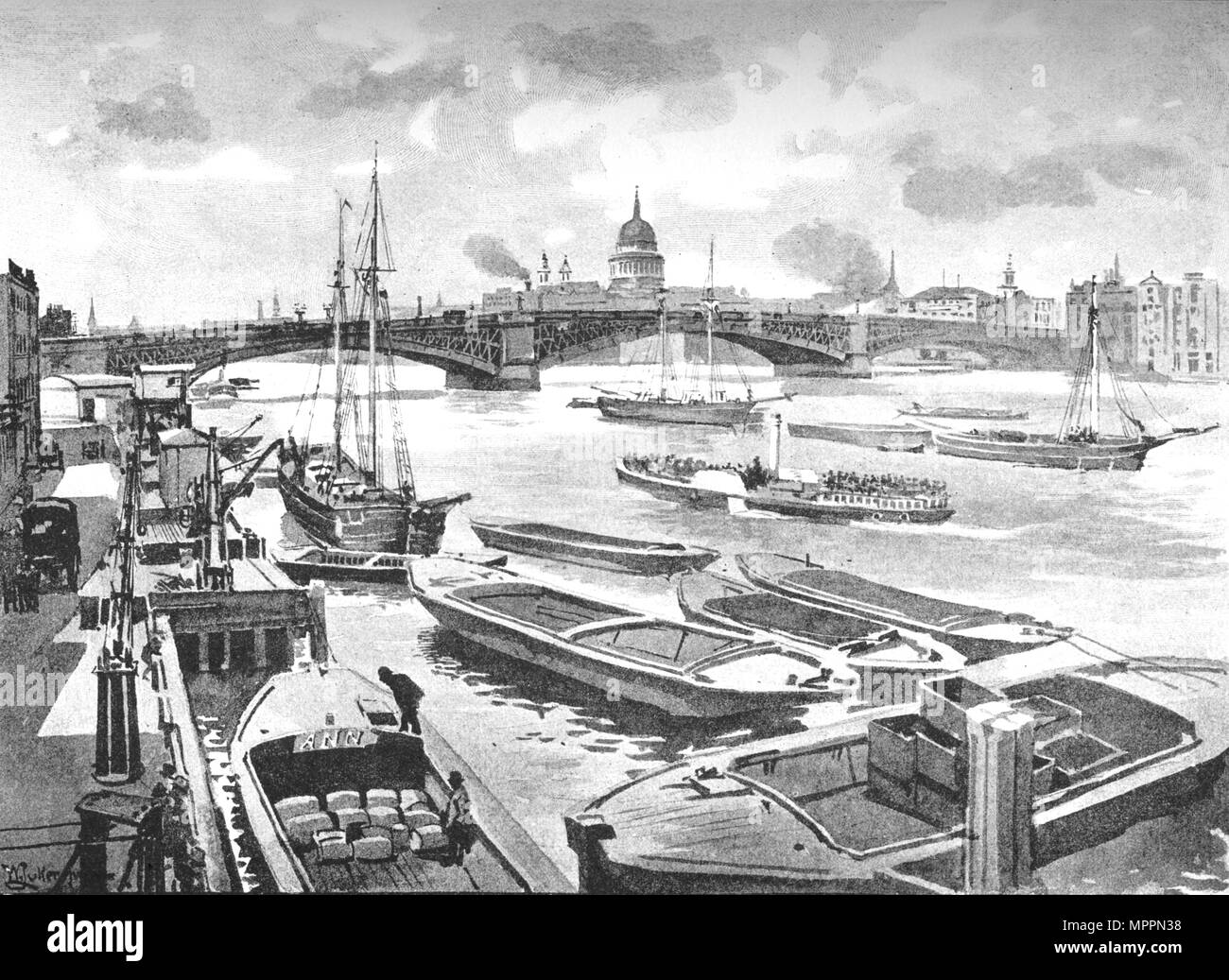 'Southwark Bridge', 1891. Artist: William Luker Stock Photo - Alamy