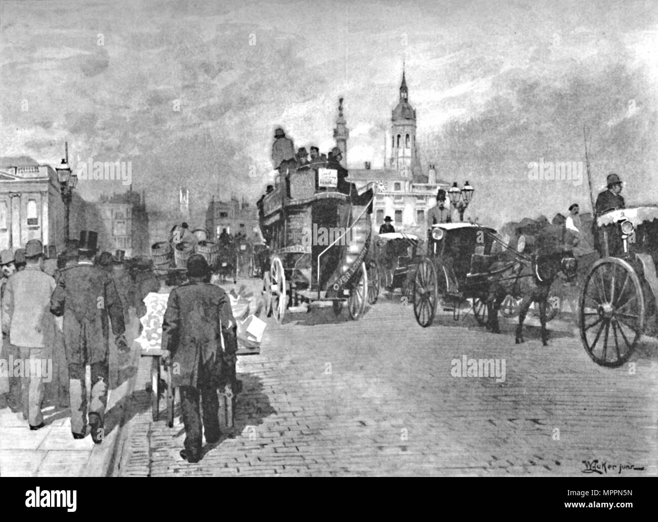 'London Bridge - Going Across', 1891. Artist: William Luker Stock Photo ...