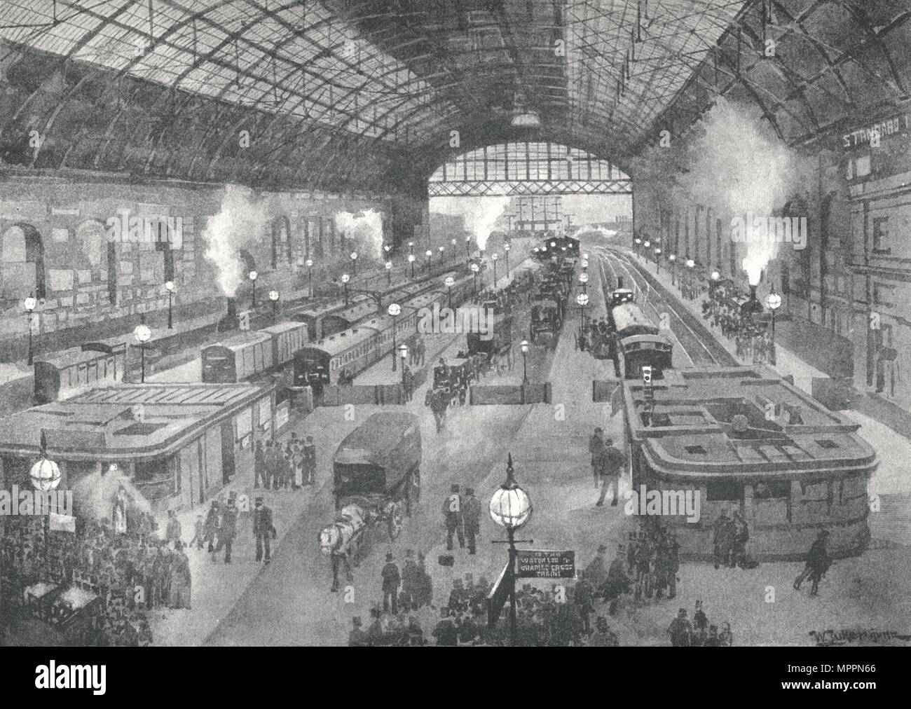 'Cannon Street Station - Night', 1891. Artist: William Luker Stock ...