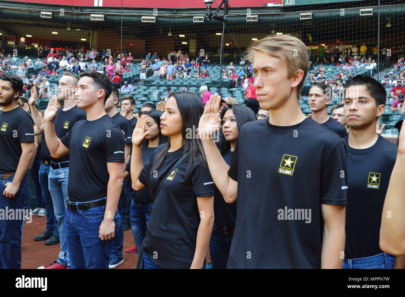 As part of a mass enlistment ceremony, Future Soldiers from the Phoenix ...