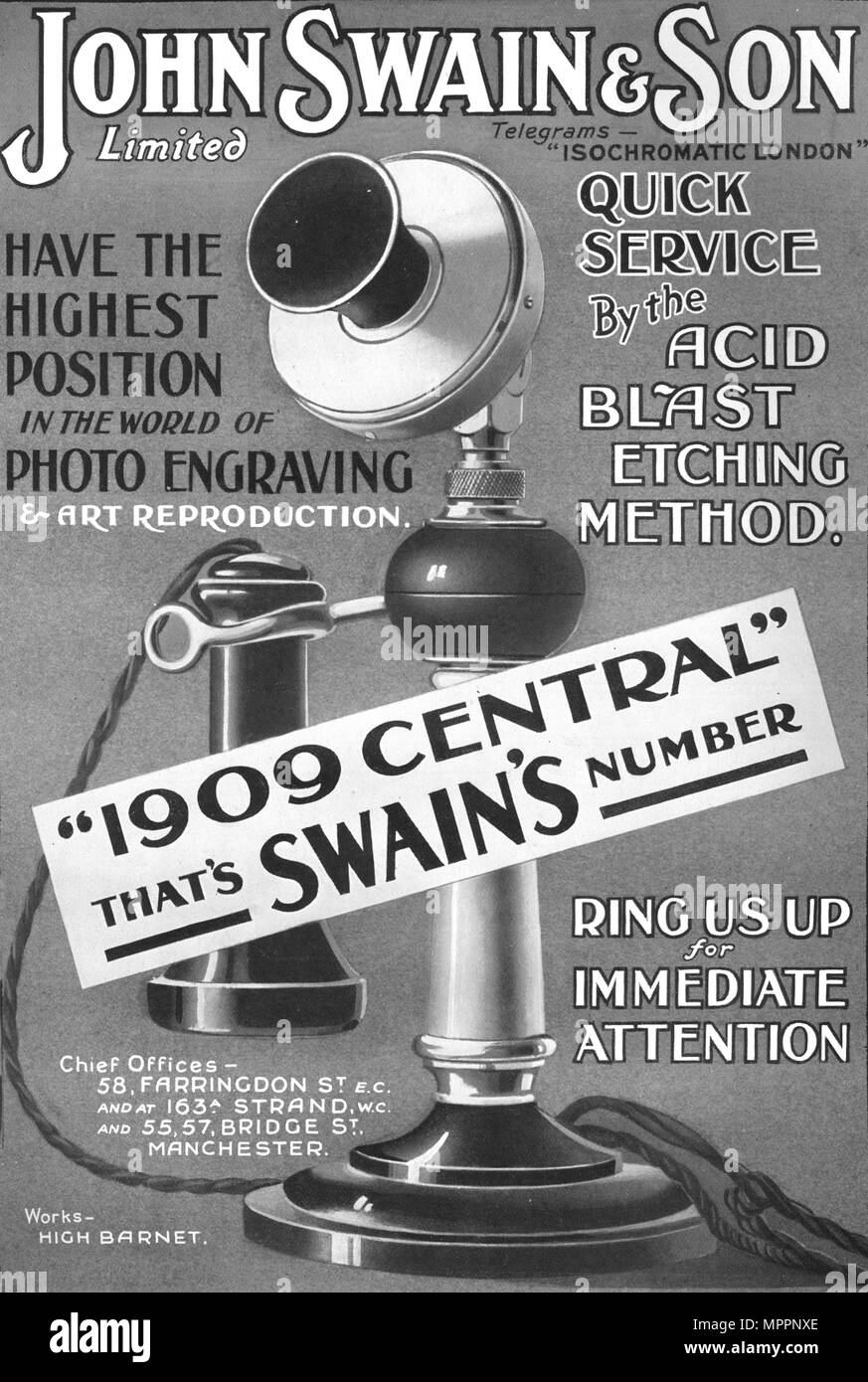 'John Swain & Son Limited advertisement', 1907. Artist: Unknown Stock ...