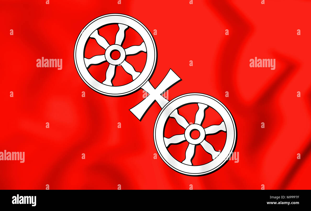 3D Flag of Mainz (Rhineland-Palatinate), Germany. 3D Illustration Stock ...