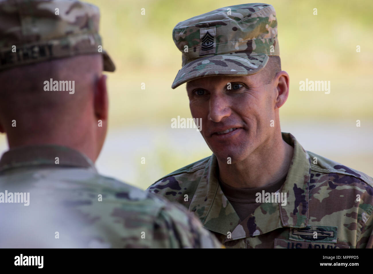 Sgt. Maj. of the Army Daniel A. Dailey talks to Soldiers at the 34th ...