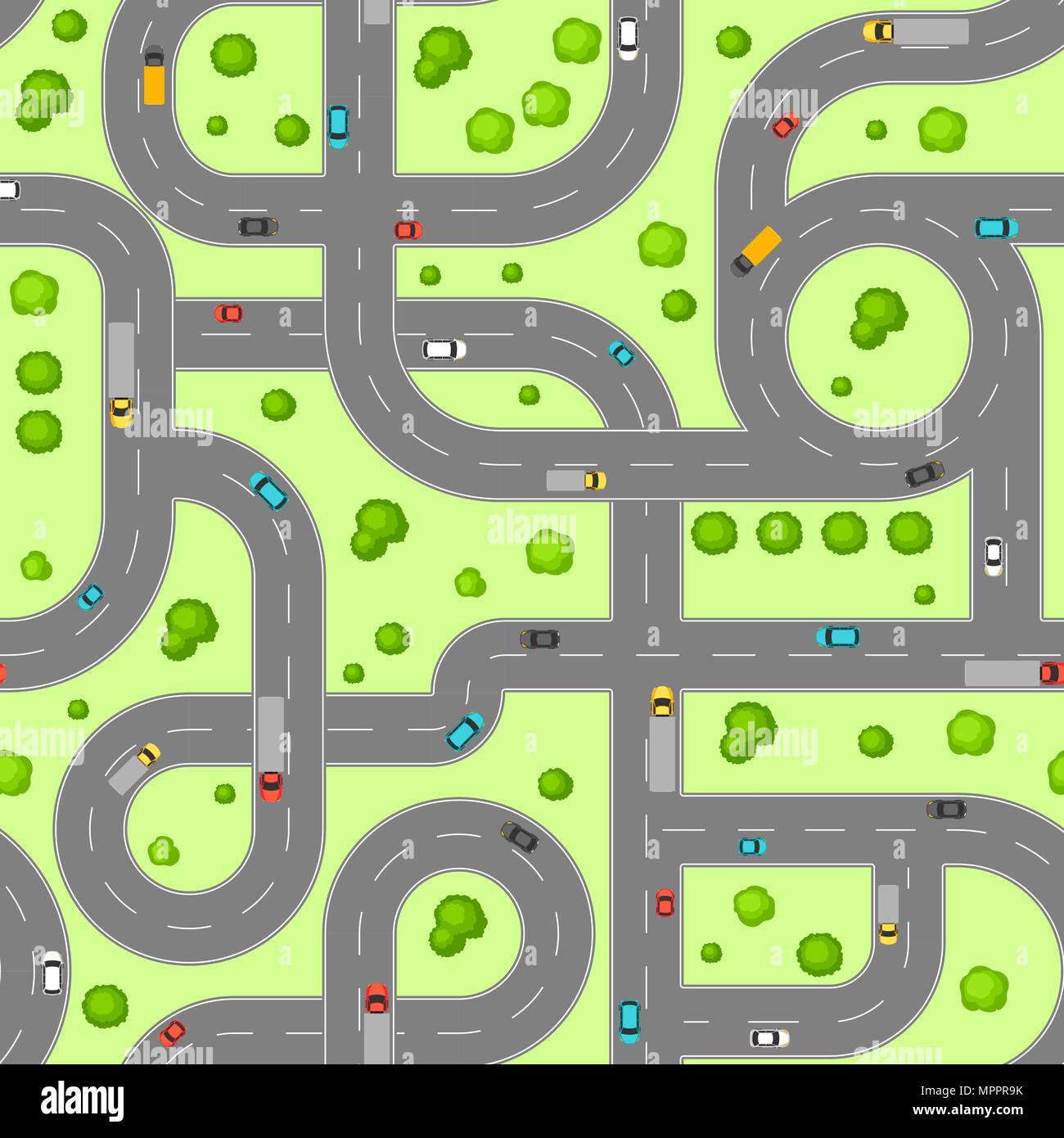 Seamless pattern top view of roads Stock Vector Image & Art - Alamy