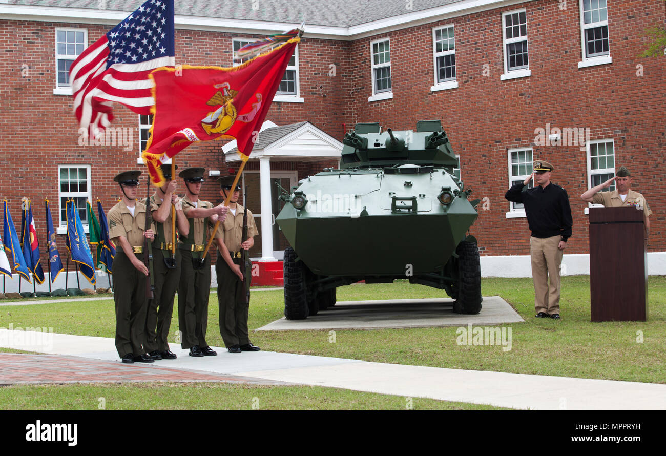Color guard Marines with 2nd Light Armored Reconnaissance Battalion ...