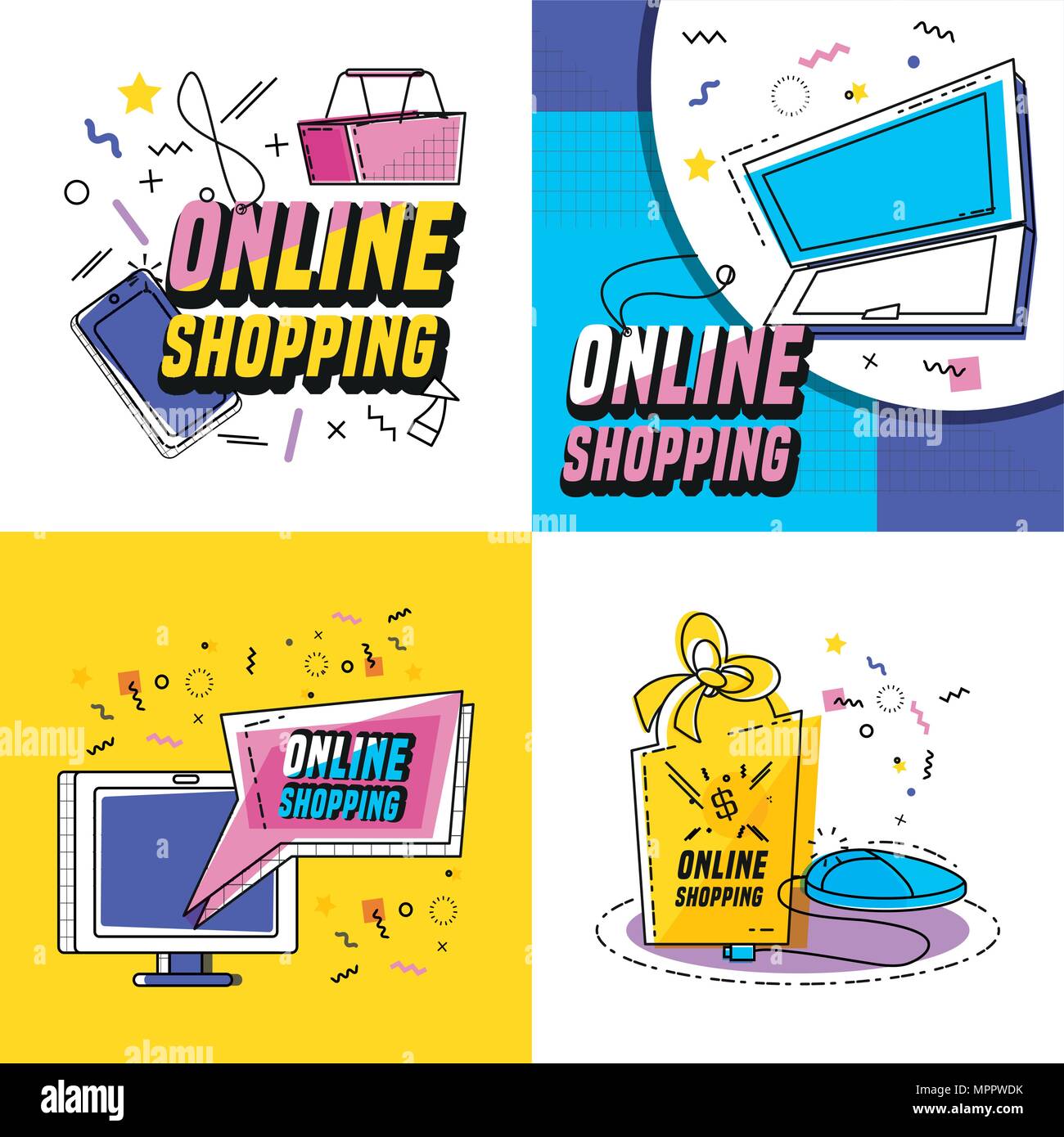 shopping online pop art set icons vector illustration design Stock ...