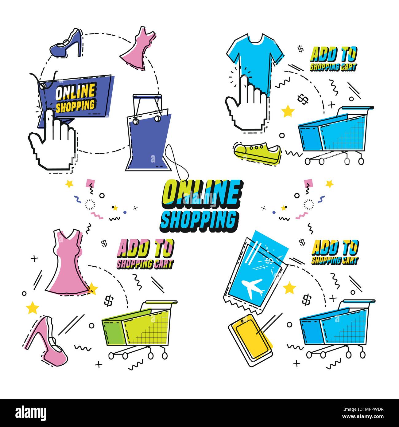 shopping online pop art set icons vector illustration design Stock ...
