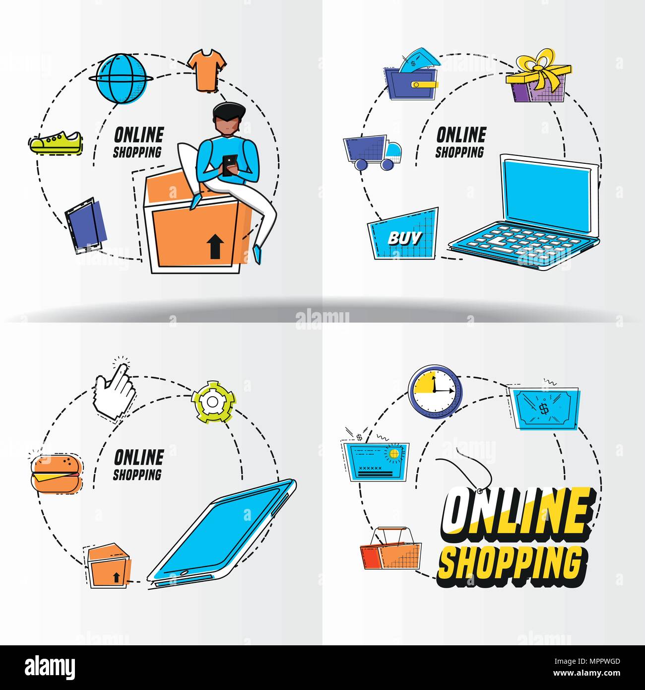 shopping online pop art set icons vector illustration design Stock ...