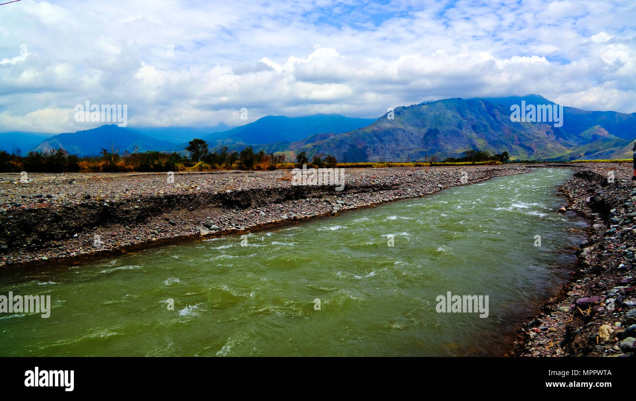 Landscape of Ramu river and valley at Madang, Papua New Gunea Stock ...