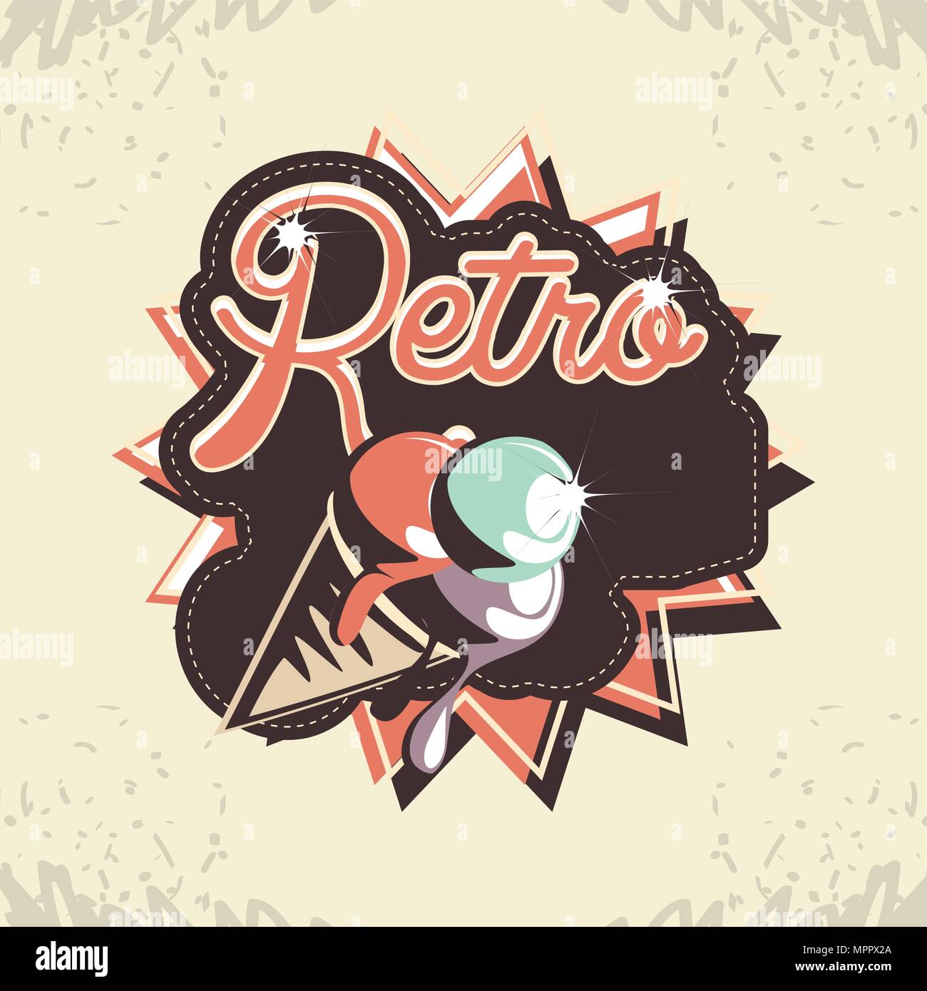 ice cream label style retro vector illustration design Stock Vector ...