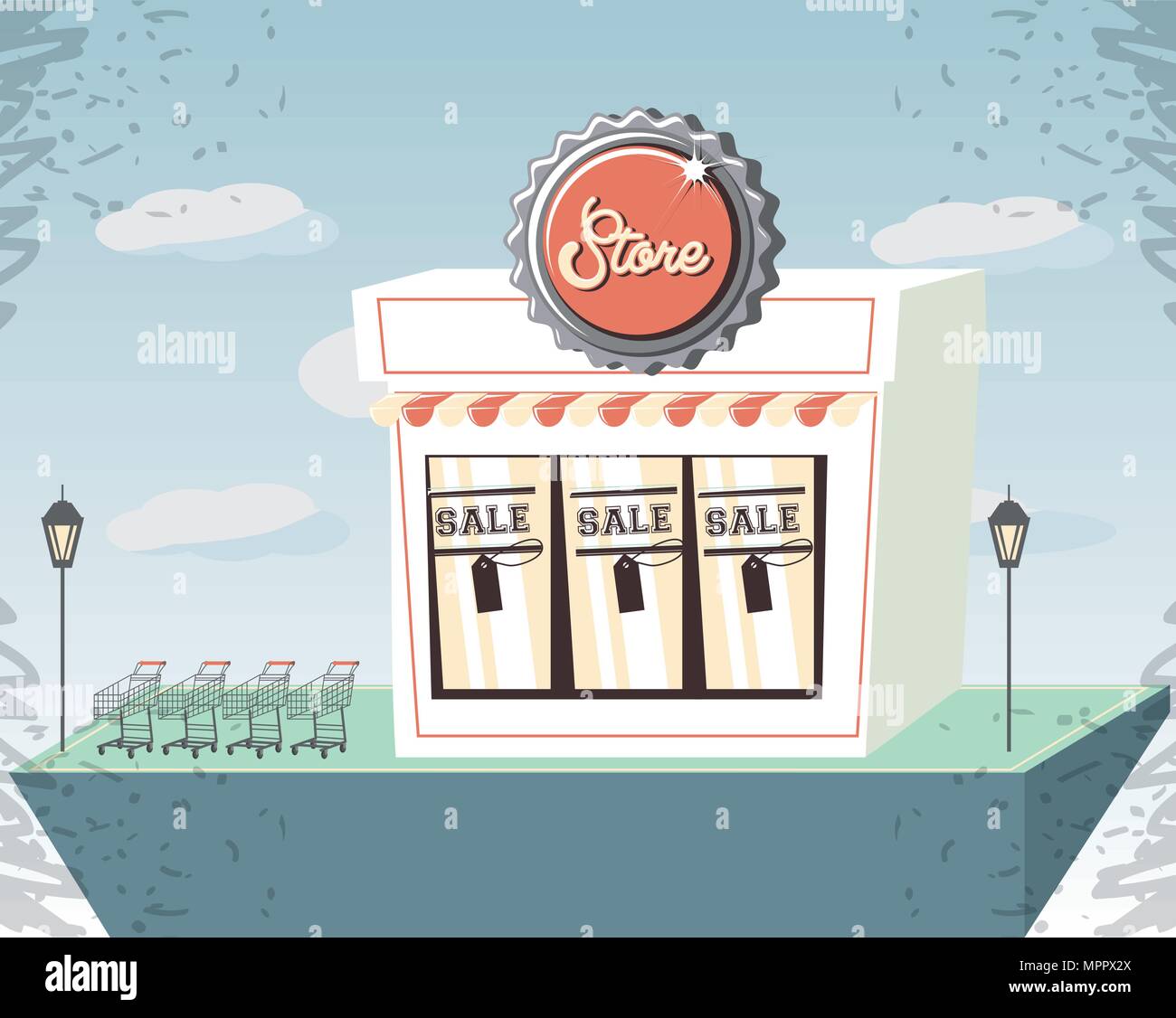 retro store building front vector illustration design Stock Vector ...