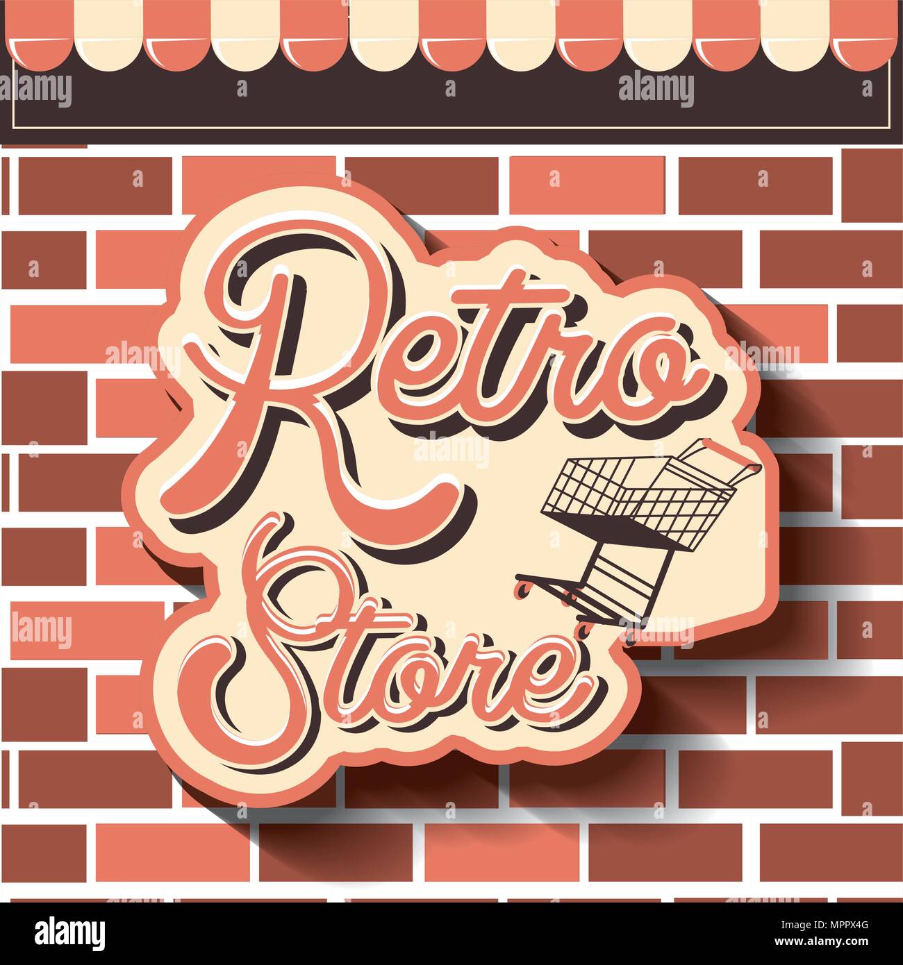 retro store label with shopping cart vector illustration design Stock ...
