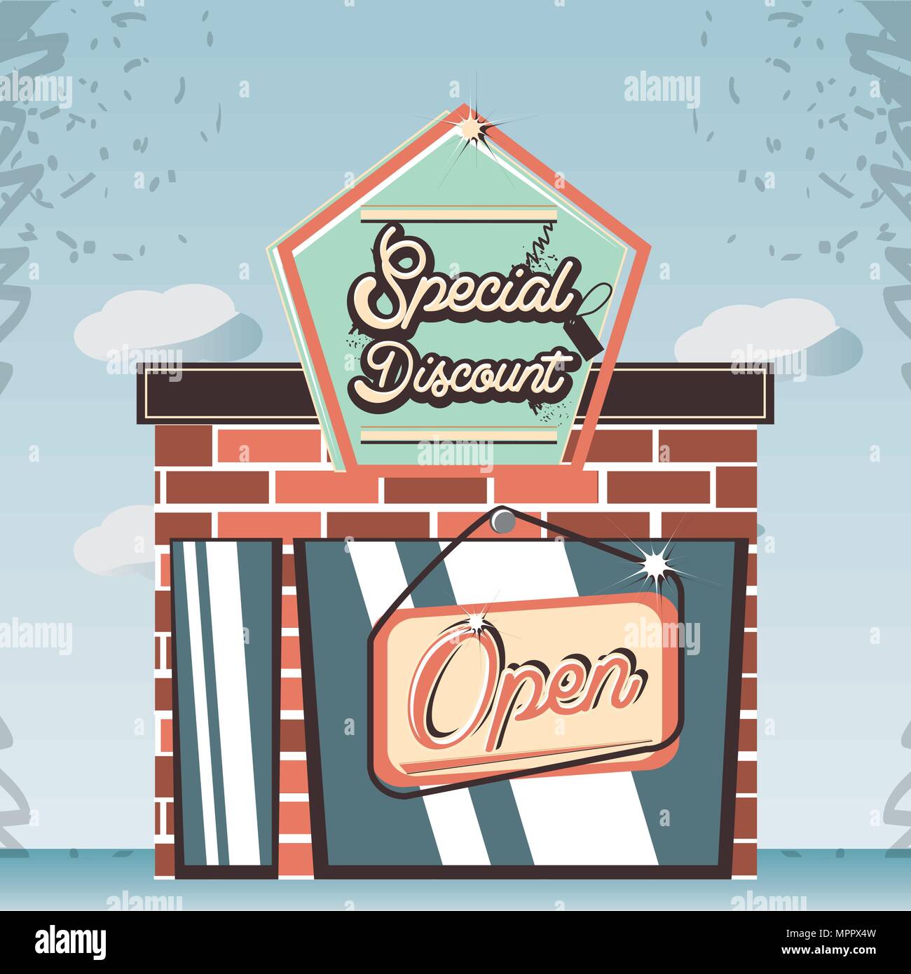 retro store building front vector illustration design Stock Vector ...