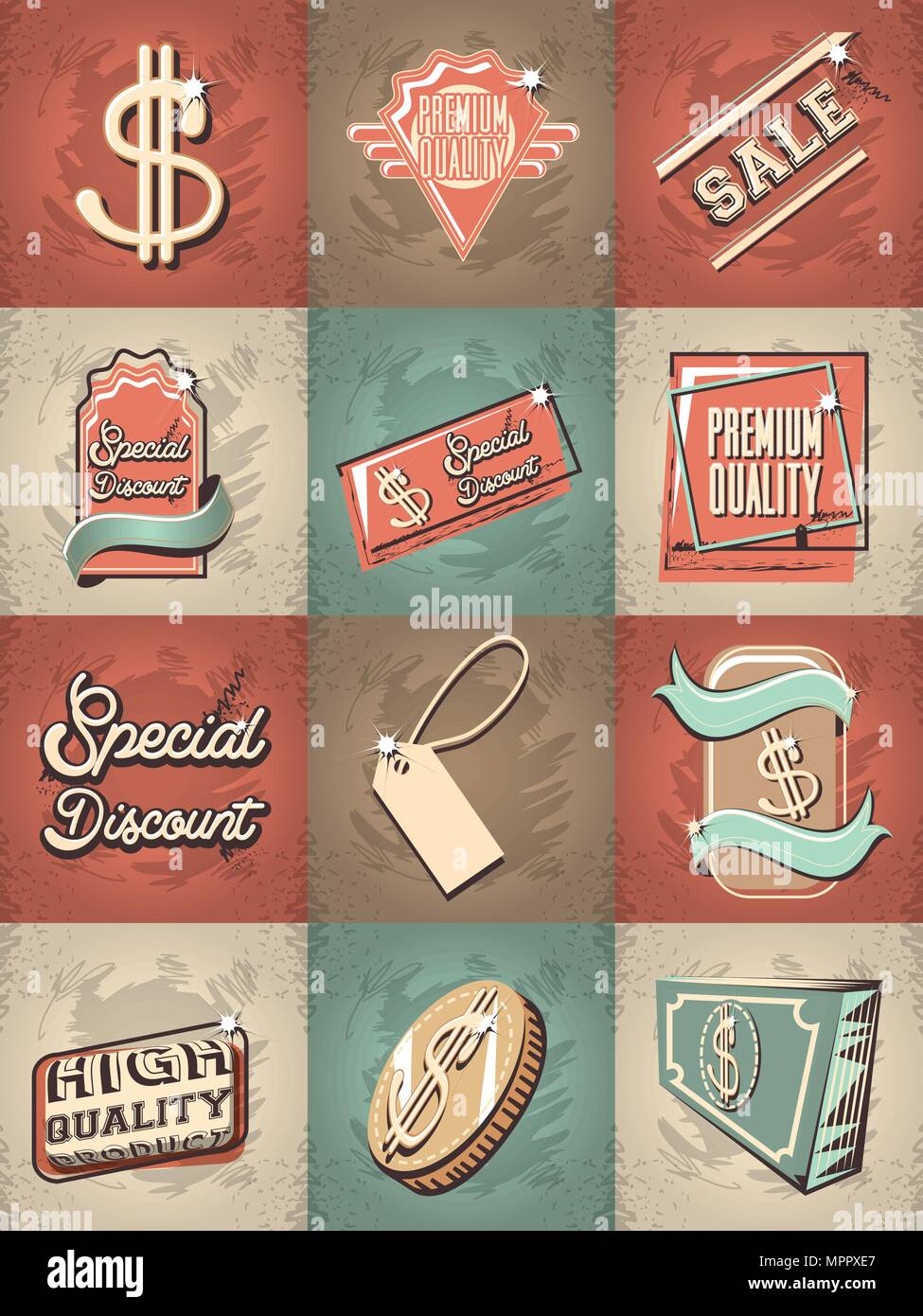 commercial labels retro style vector illustration design Stock Vector ...
