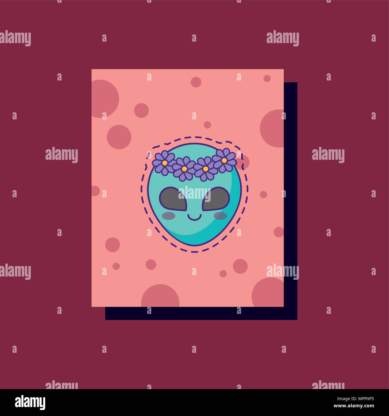cute alien icon over red background, colorful design. vector ...