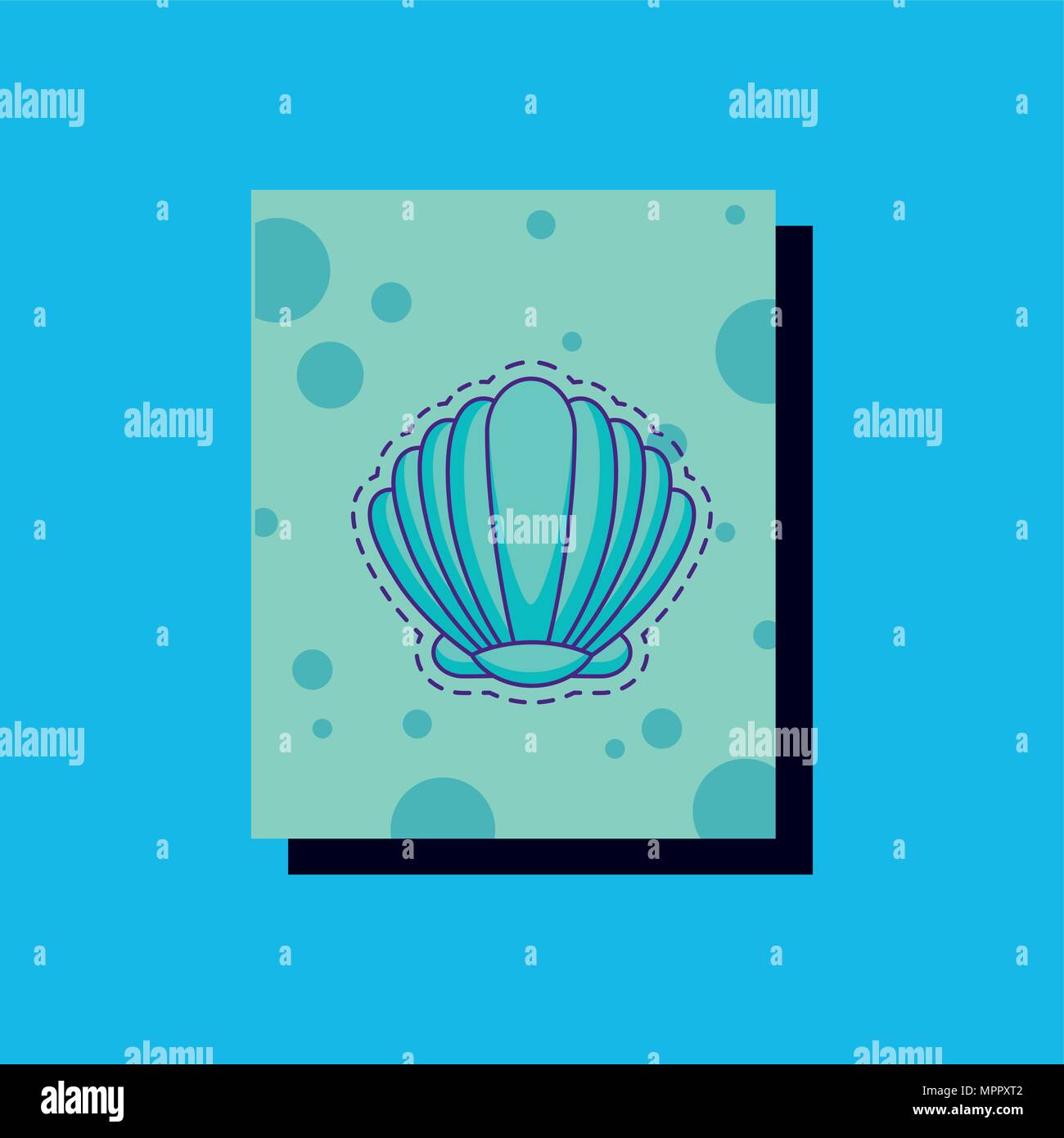seashell icon over blue background, colorful design. vector ...