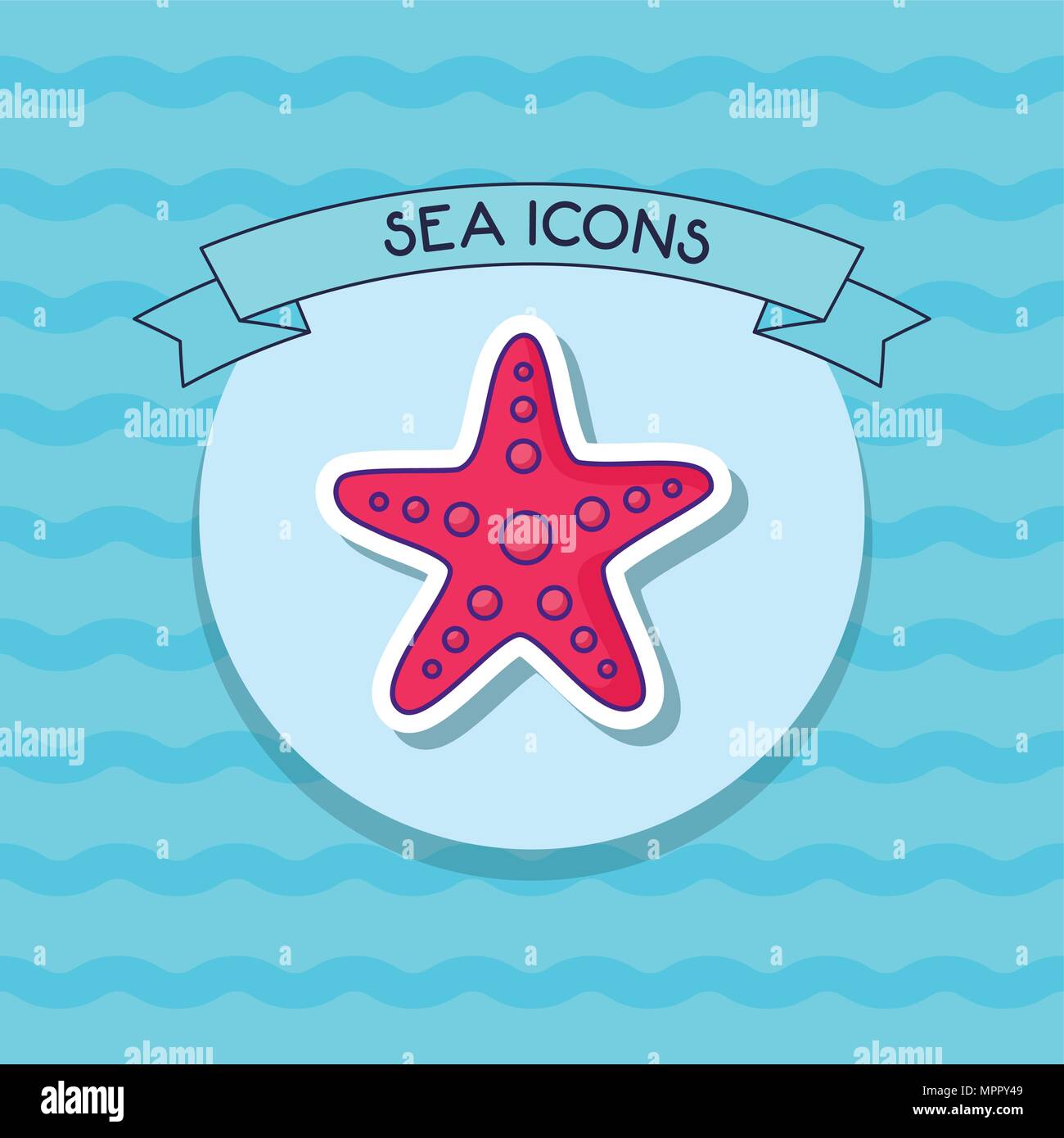 sea star icon over blue background, colorful design. vector ...