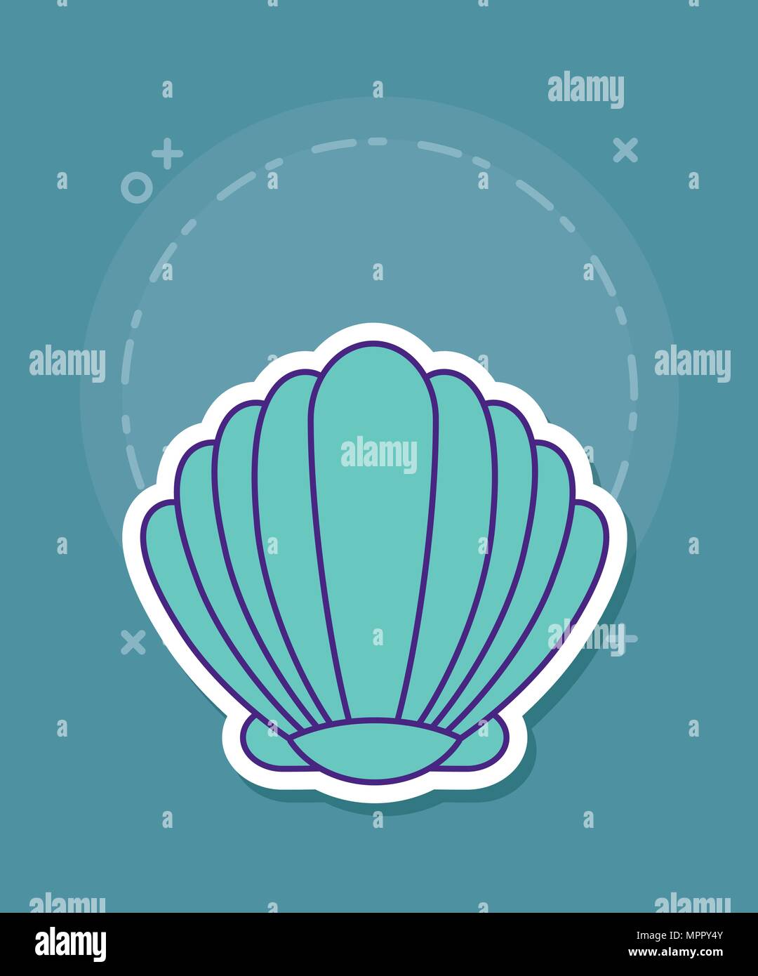 seashell icon over blue background, colorful design. vector ...