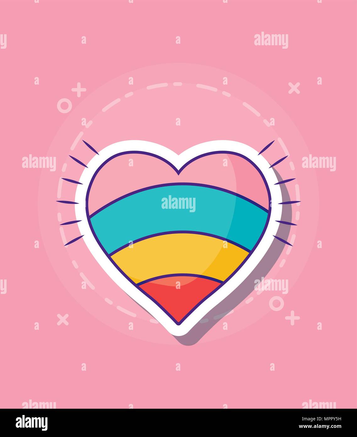 colorful heart icon over pink background. vector illustration Stock ...