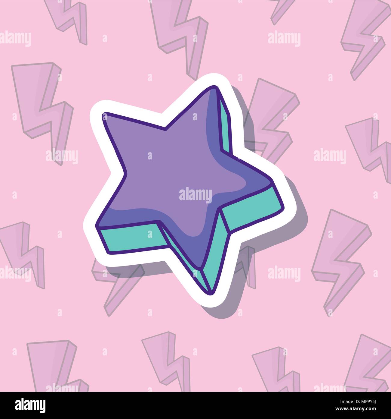 cute star icon over pink background, colorful design. vector ...