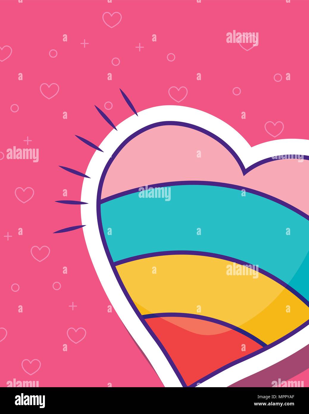 colorful heart icon over pink background, vector illustration Stock ...
