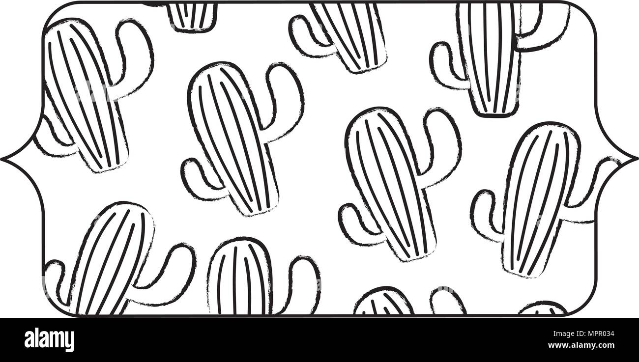 banner with cactus plant pattern over white background, vector ...